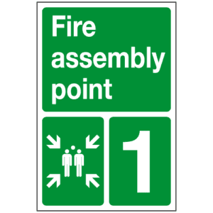 Fire assembly point 1 (portrait) sign – Ref: ap2-1 – Safety Sign Warehouse