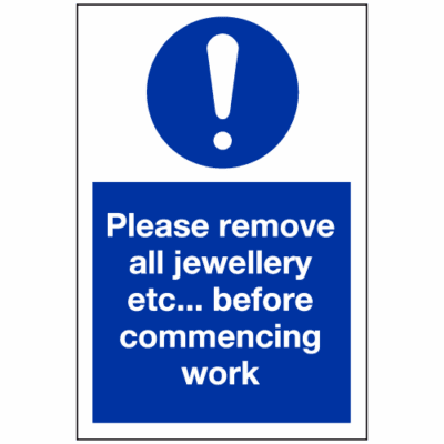 Please remove all jewellery before work sign – Ref: hc13 – Safety Sign ...