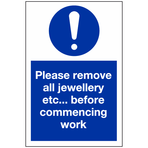 Please remove all jewellery before work sign – Ref: hc13 – Safety Sign ...