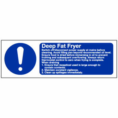Deep Fat Fryer instructions sign – Ref: hc3 – Safety Sign Warehouse
