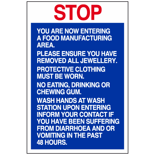 STOP you are now entering a food manufacturing area sign – Ref: hc49 ...