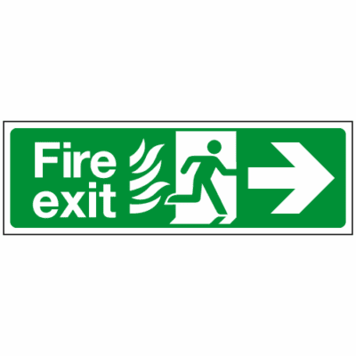 NHS Fire Exit arrow RIGHT – Ref: nhs31 – Safety Sign Warehouse