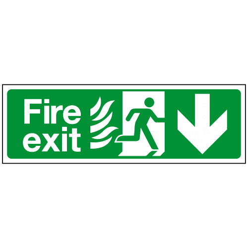NHS Fire Exit running man right arrow DOWN – Ref: nhs39 – Safety Sign ...