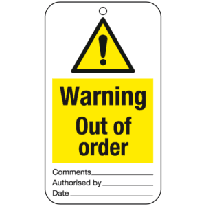 Warning out of order tie tag sign – Ref: tt774 – Safety Sign Warehouse