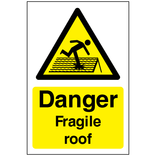 Danger fragile roof sign – Ref: ws604 – Safety Sign Warehouse