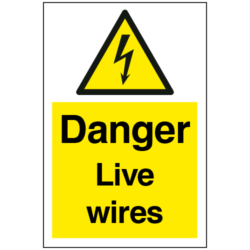 Danger live wires sign – Ref: ws328 – Safety Sign Warehouse