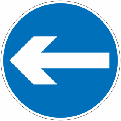 Turn Left sign – Ref: diag 606v1 – Safety Sign Warehouse