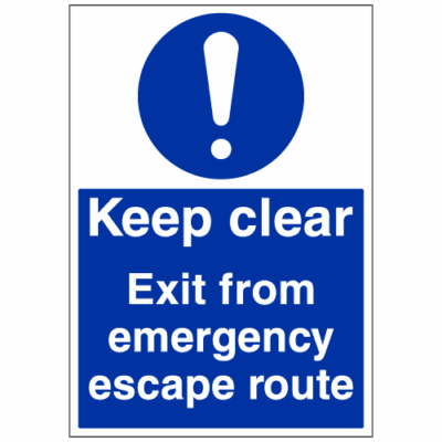 Keep clear Exit from emergency escape route sign – Ref: m29 – Safety ...