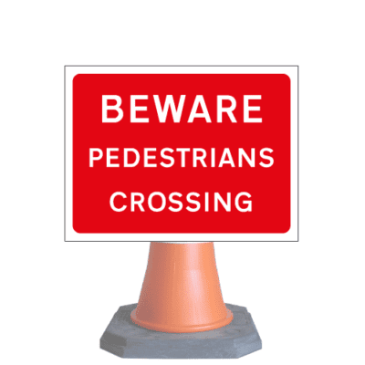 Beware Pedestrians Crossing cone sign – cns98 (cone sold separately ...