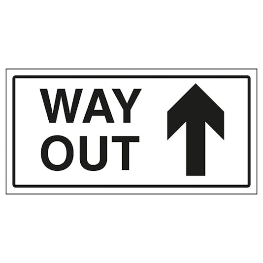 Way Out (Arrow Up) sign – Ref: st51 – Safety Sign Warehouse