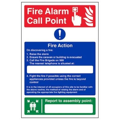 Caravan Site Fire Point – Fire Action – On Discovering A Fire sign ...