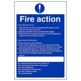 4 Point Fire Action Notice sign – Ref: fan7 – Safety Sign Warehouse