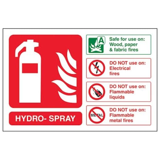 Hydro Spray fire extinguisher sign – Landscape – Ref: fe14 – Safety ...