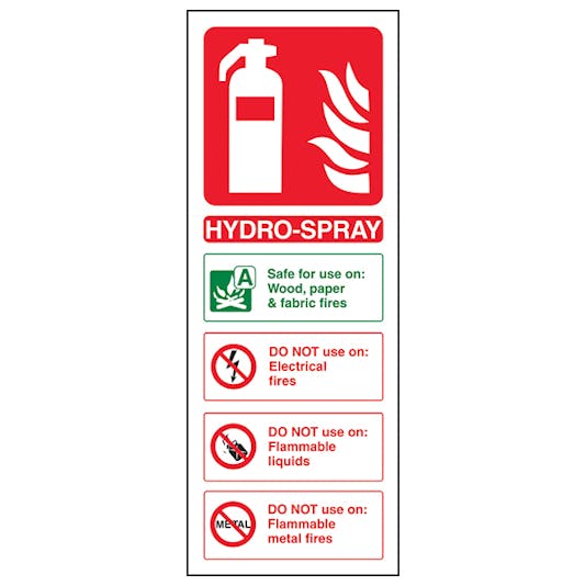 Hydro Spray fire extinguisher sign – Ref: fe5 – Safety Sign Warehouse