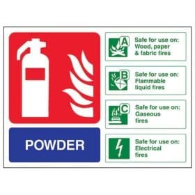 Powder fire extinguisher sign – Landscape – Ref: fe16 – Safety Sign ...