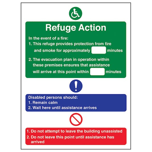Refuge Action sign – Ref: fan20 – Safety Sign Warehouse