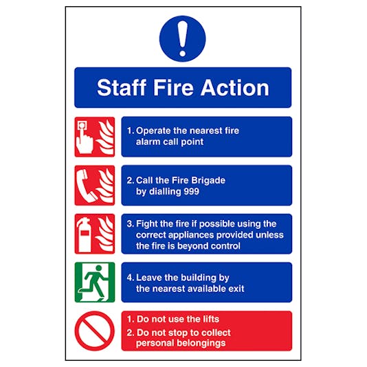 3 Point Fire Action Notice/Operate Nearest Fire Alarm sign – Ref: fan13 ...