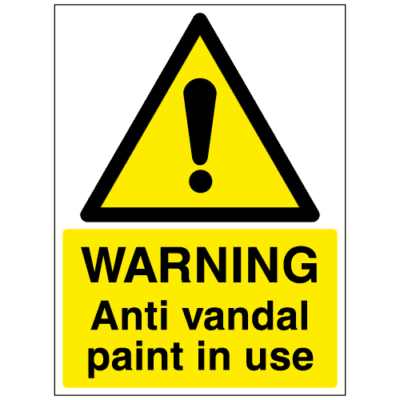 Warning Anti vandal paint in use sign – Ref: w101 – Safety Sign Warehouse