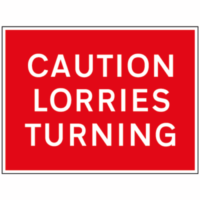 Caution Lorries Turning sign – Ref: tc24 – Safety Sign Warehouse